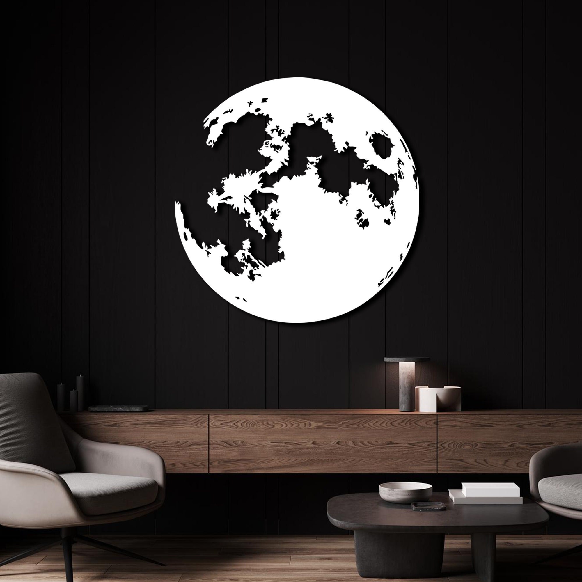 Full Moon Metal Wall Art, Moon Phases, Space Wall Art, Gothic Wall Art ...