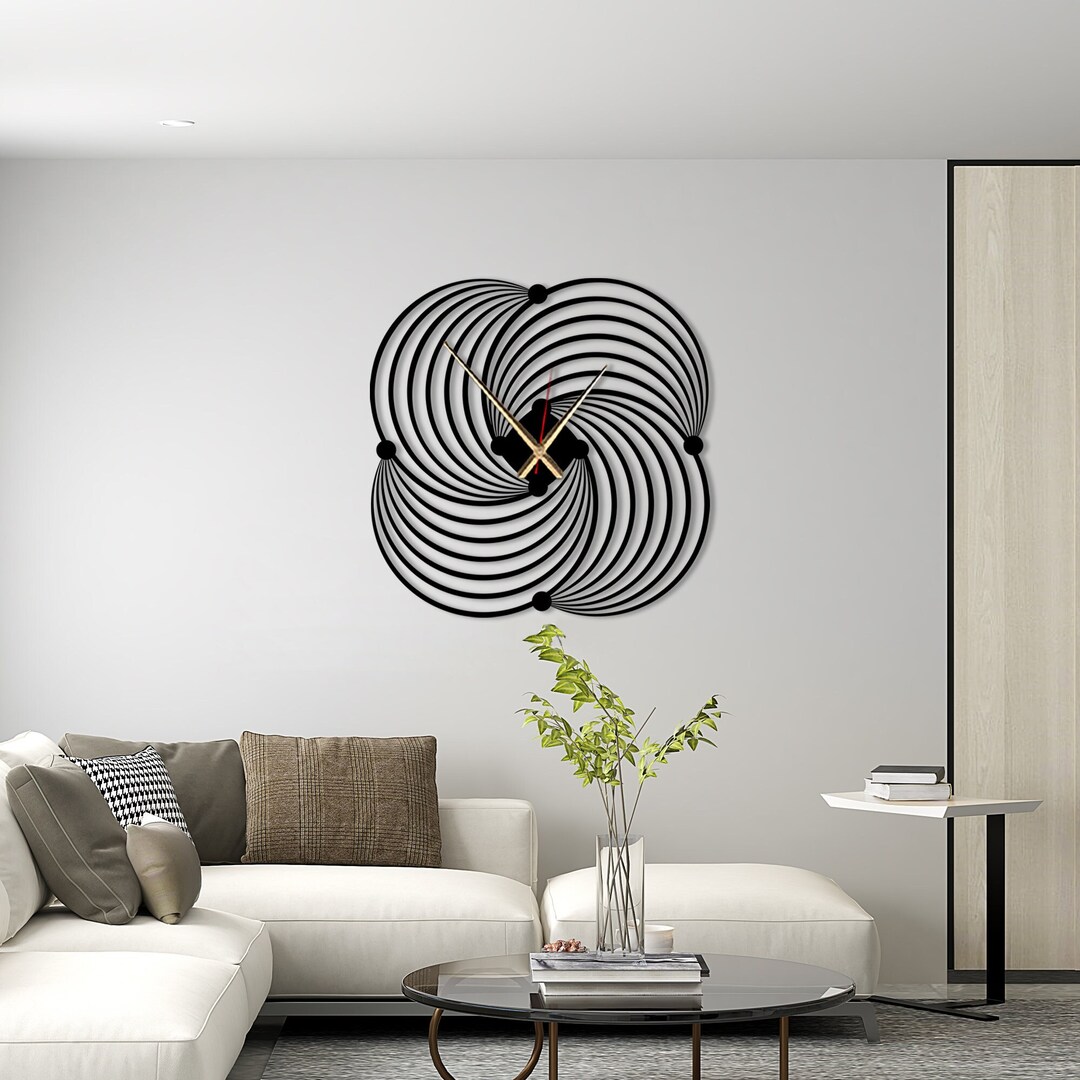 Modern Spiral Wall Clock, Geometric Wall Clock, Oversized Metal Wall ...
