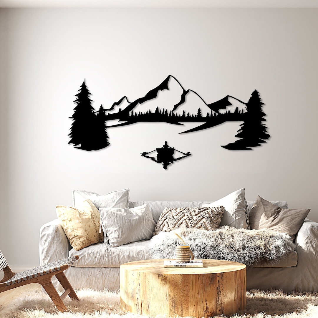Lake Scene Metal Wall Art, Nature Wall Decor, Entryway Decor, Mountain ...