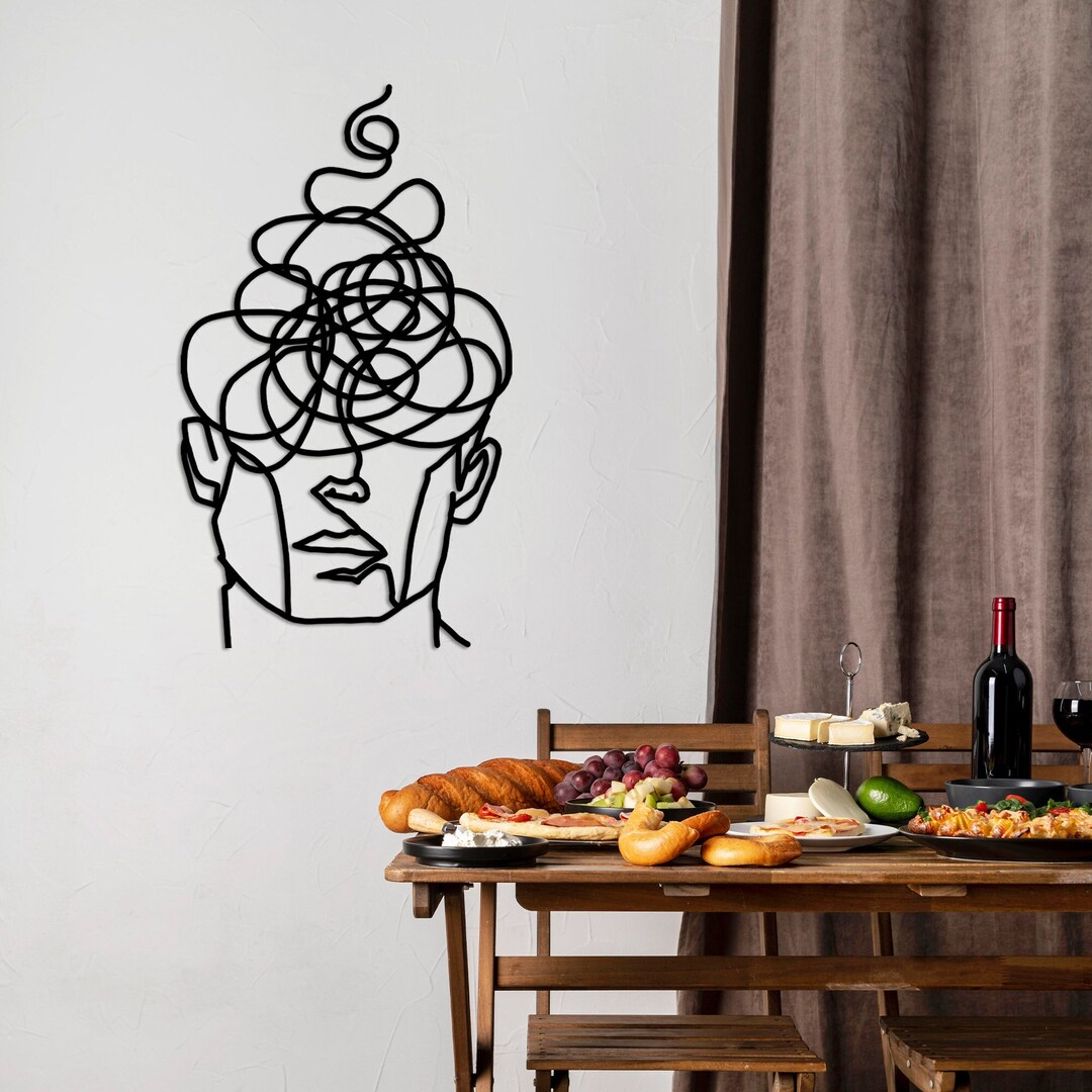 Overthinking Man Metal Wall Decor, Confused Man, Modern Art, Abstract ...