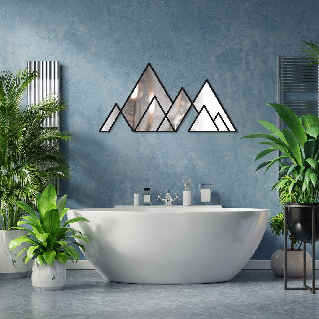 Geometric Mountain Metal Wall Decor, Plexiglass Modern Mirror Decor ...