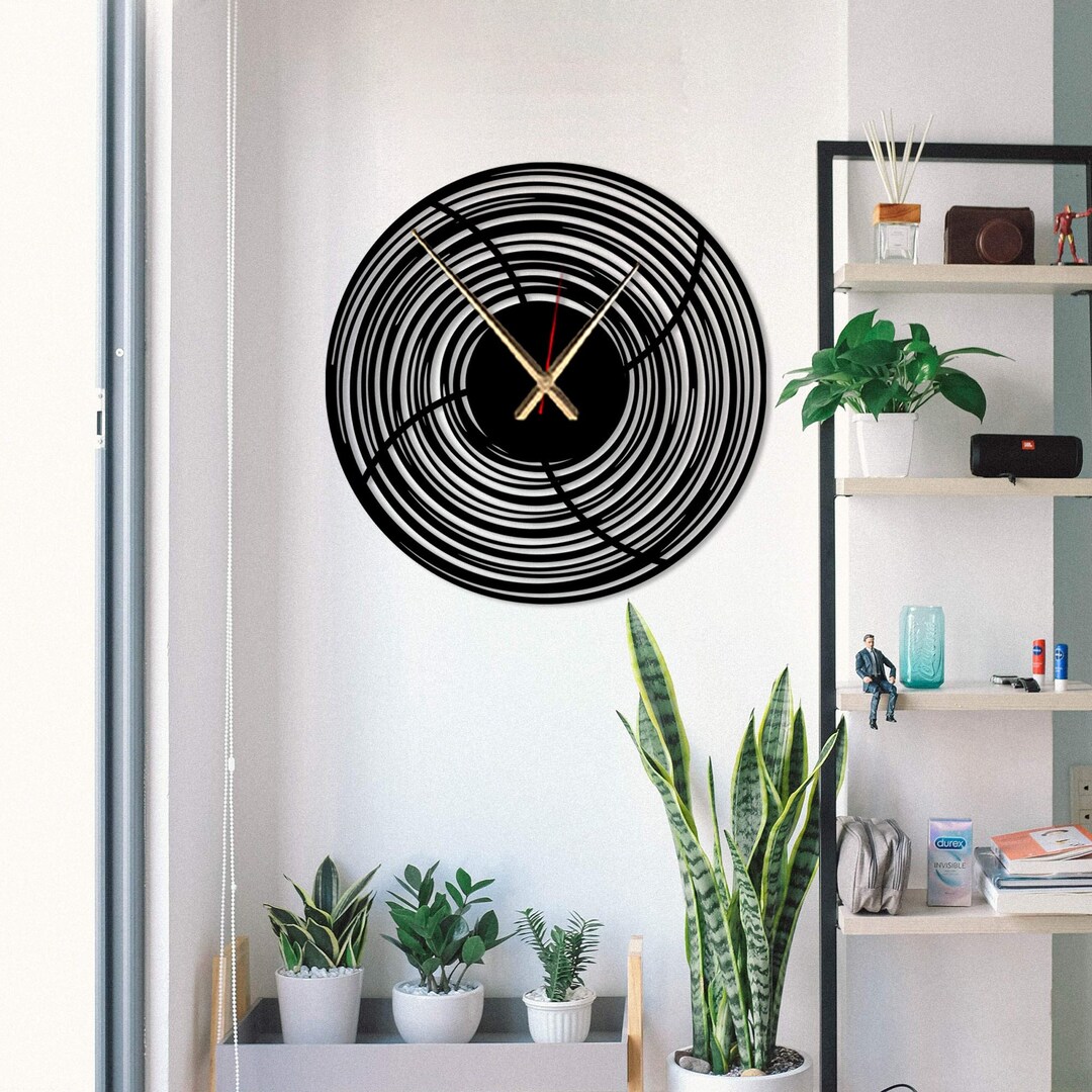 Abstract Spiral Wall Clock, Geometric Wall Clock, Oversized Metal Wall ...