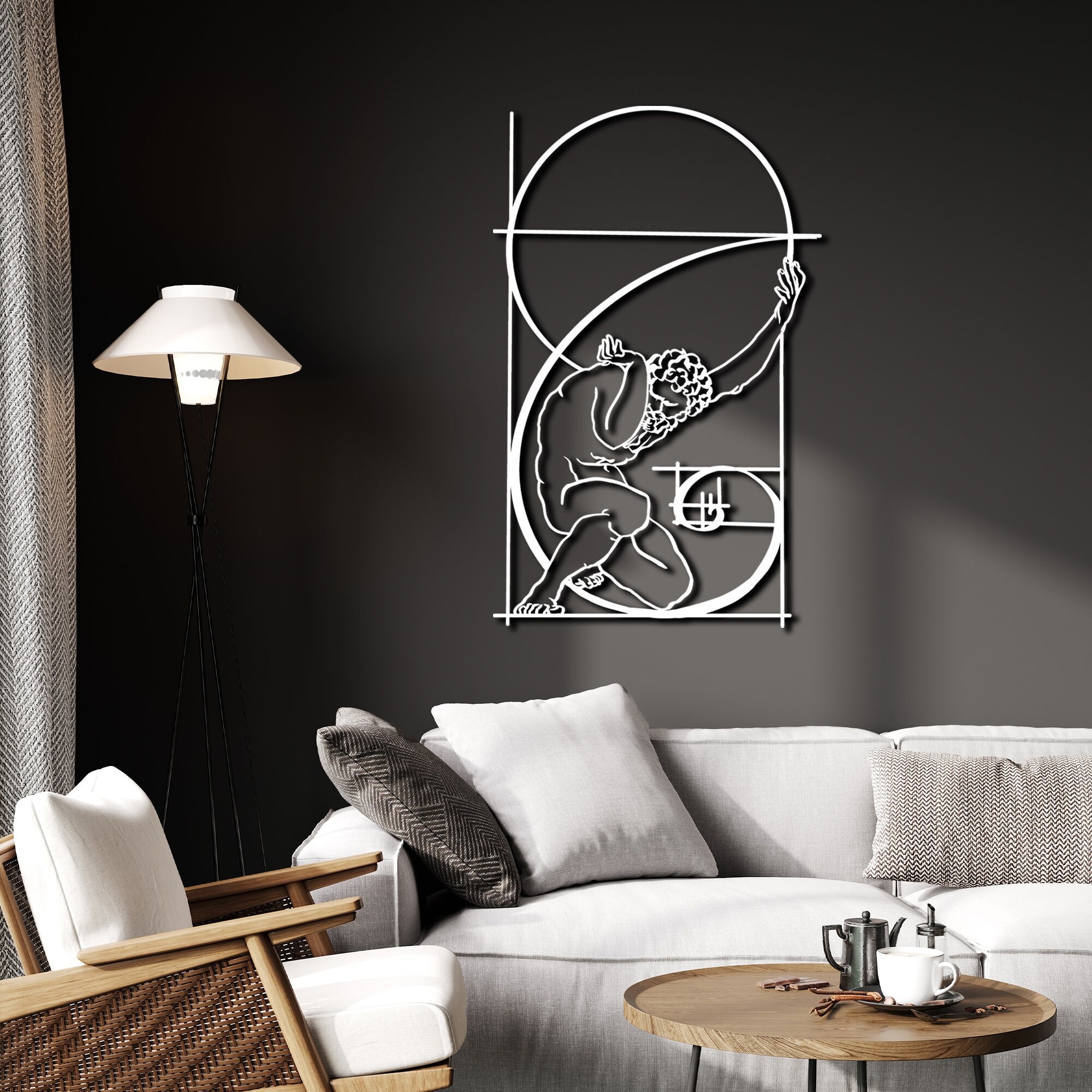 Atlas Metal Wall Decor, Greek Mythology Wall Art, Golden Ratio ...
