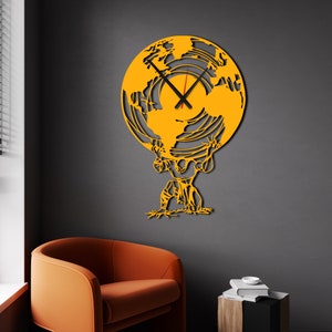 Atlas Metal Wall Clock, Wall Clock Unique, Modern Large Wall Clock ...