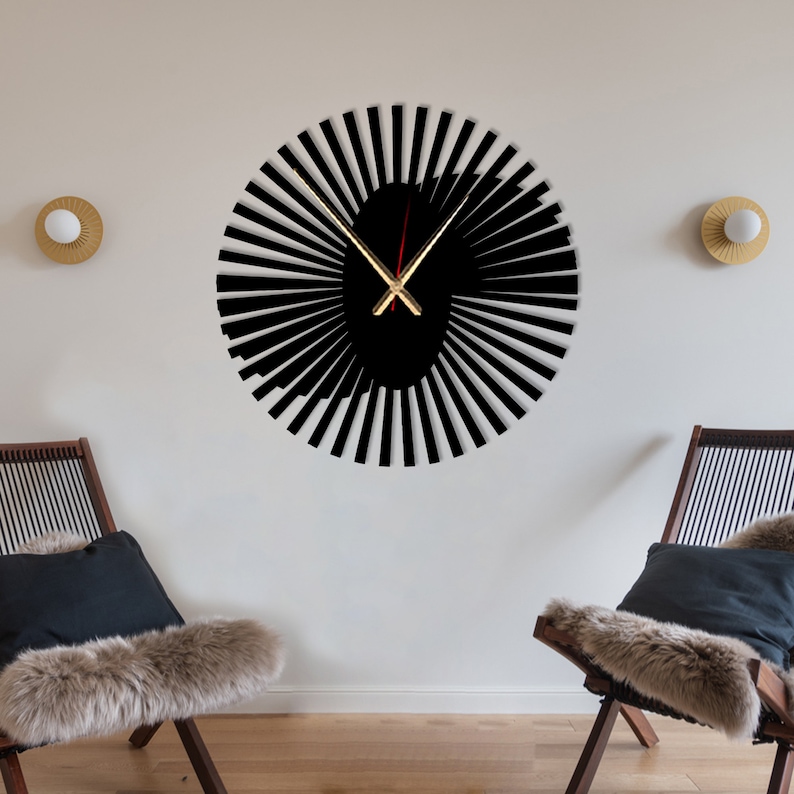 Modern Spiral Wall Clock, Geometric Wall Clock, Oversized Metal Wall Clock, Unique Wall Clock ...