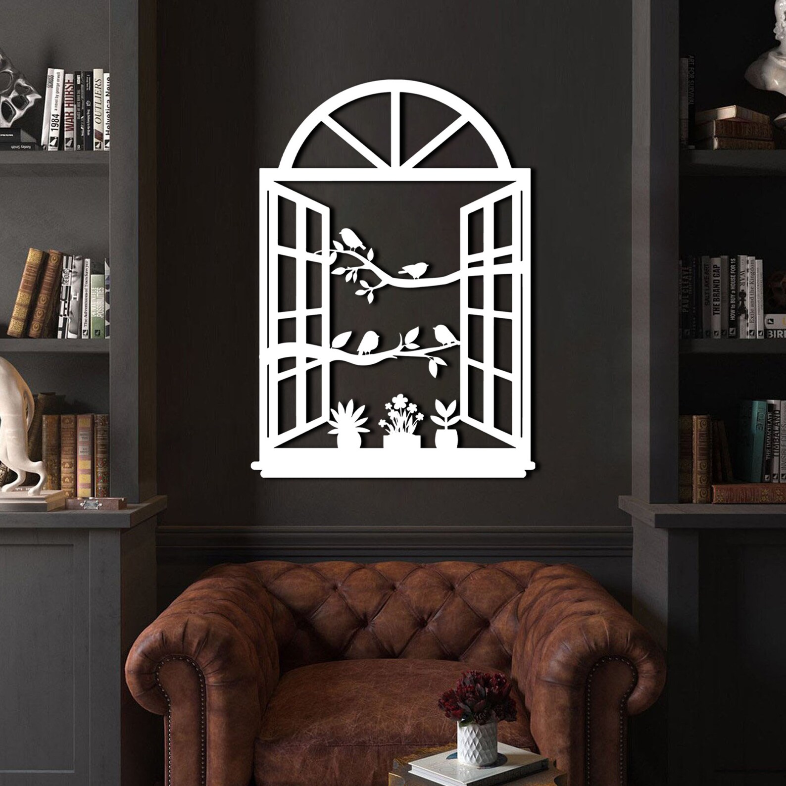 Metal Window Wall Decor: Birds on Branch, Modern Wall Sculpture - Etsy