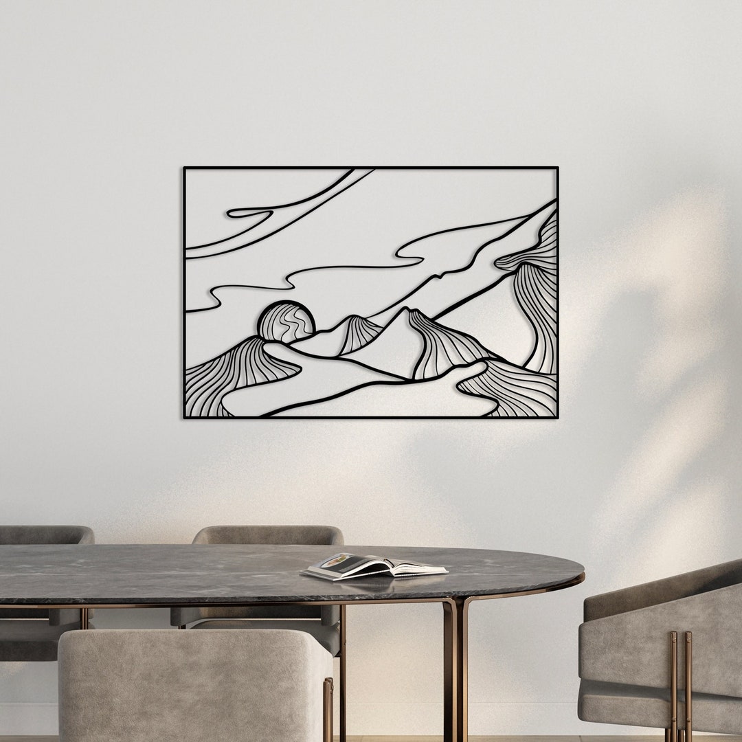 Mountain Wall Decor, Single Line Art, Modern Wall Art, Mountain Range ...