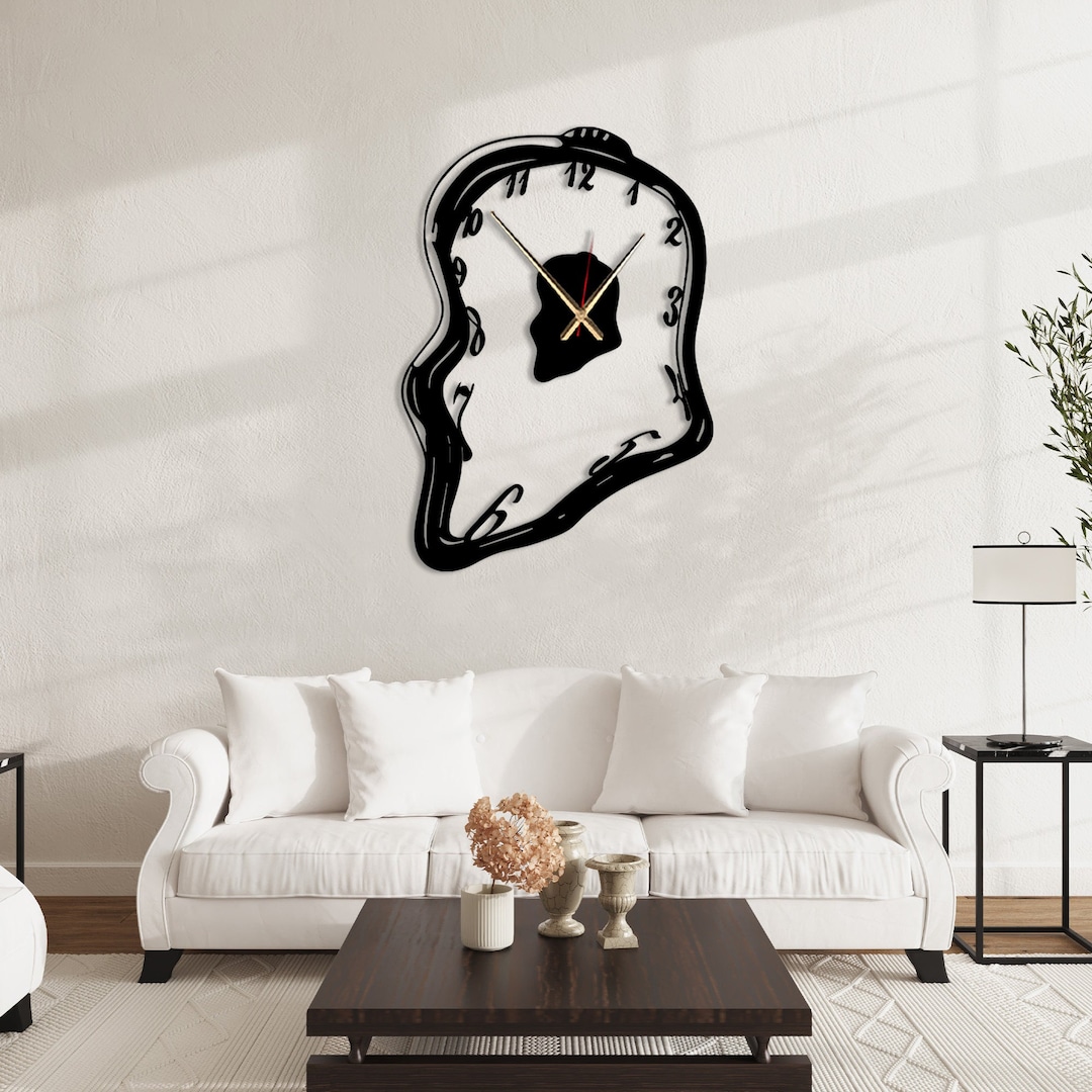 Melting Clock Metal Wall Art, Extra Large Wall Clock, Modern Silent ...