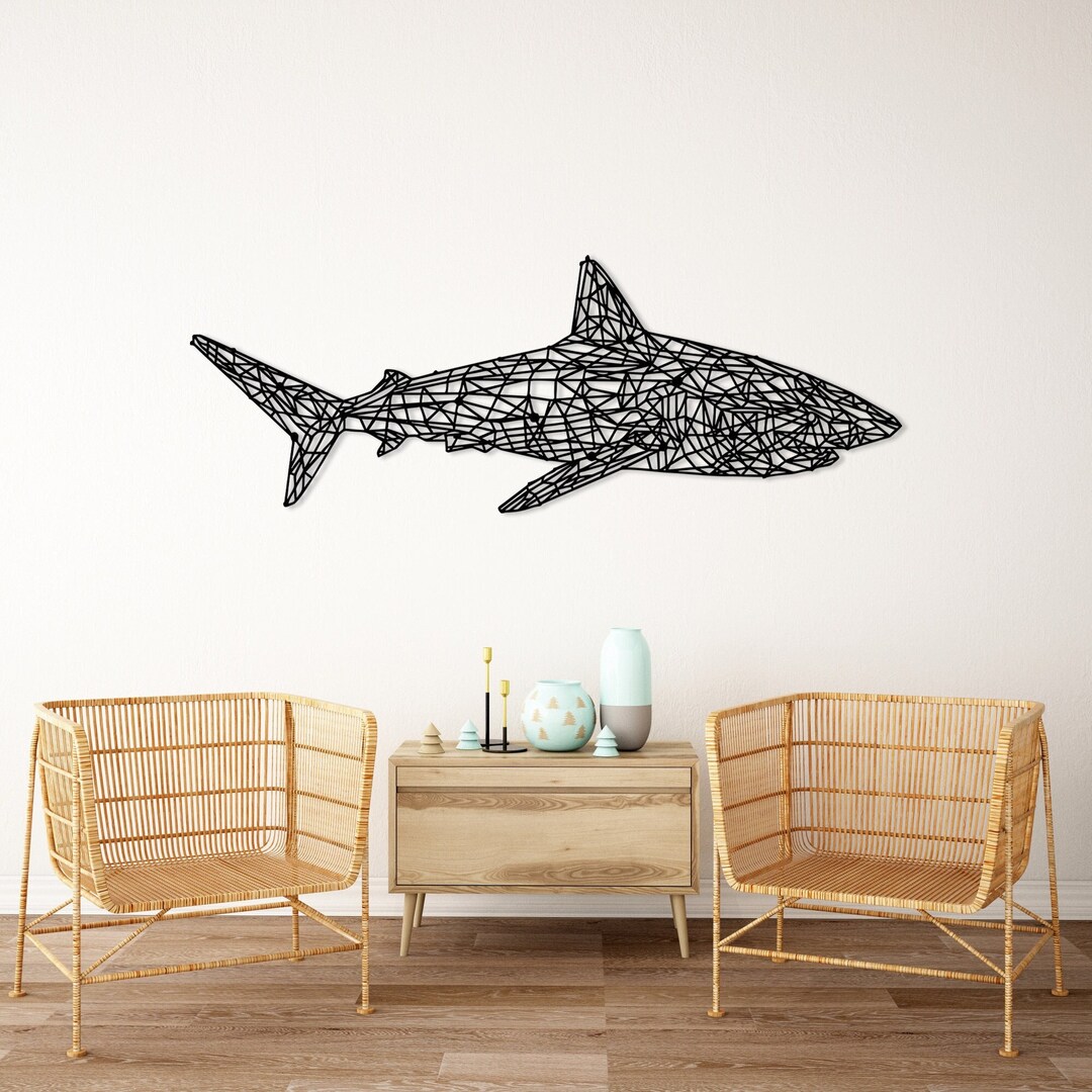 Geometric Shark Metal Wall Art, Ocean Wall Decor, Nautical Wall Art ...