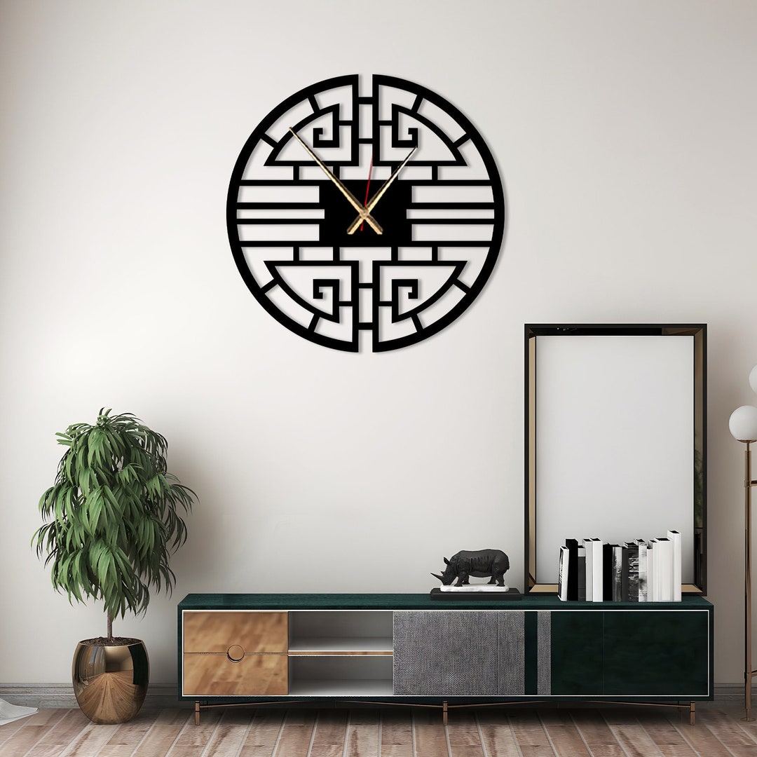 Feng Shui Metal Wall Clock, Oversized Wall Clock, Modern Geometric Wall ...