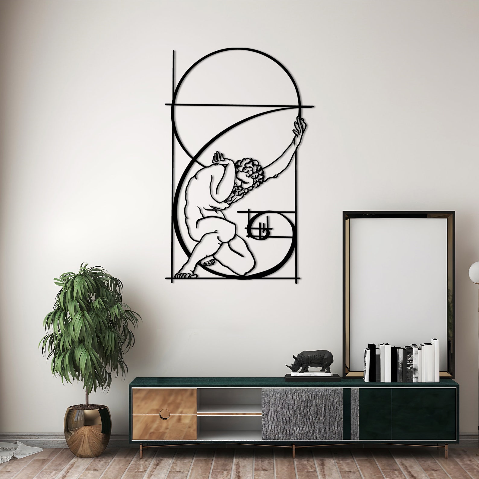 Atlas Metal Wall Decor, Greek Mythology Wall Art, Golden Ratio ...