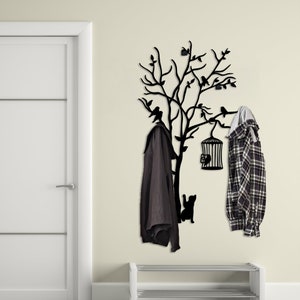 Large Tree Coat Rack Wall Mount, Metal Wall Art, Modern Entryway ...