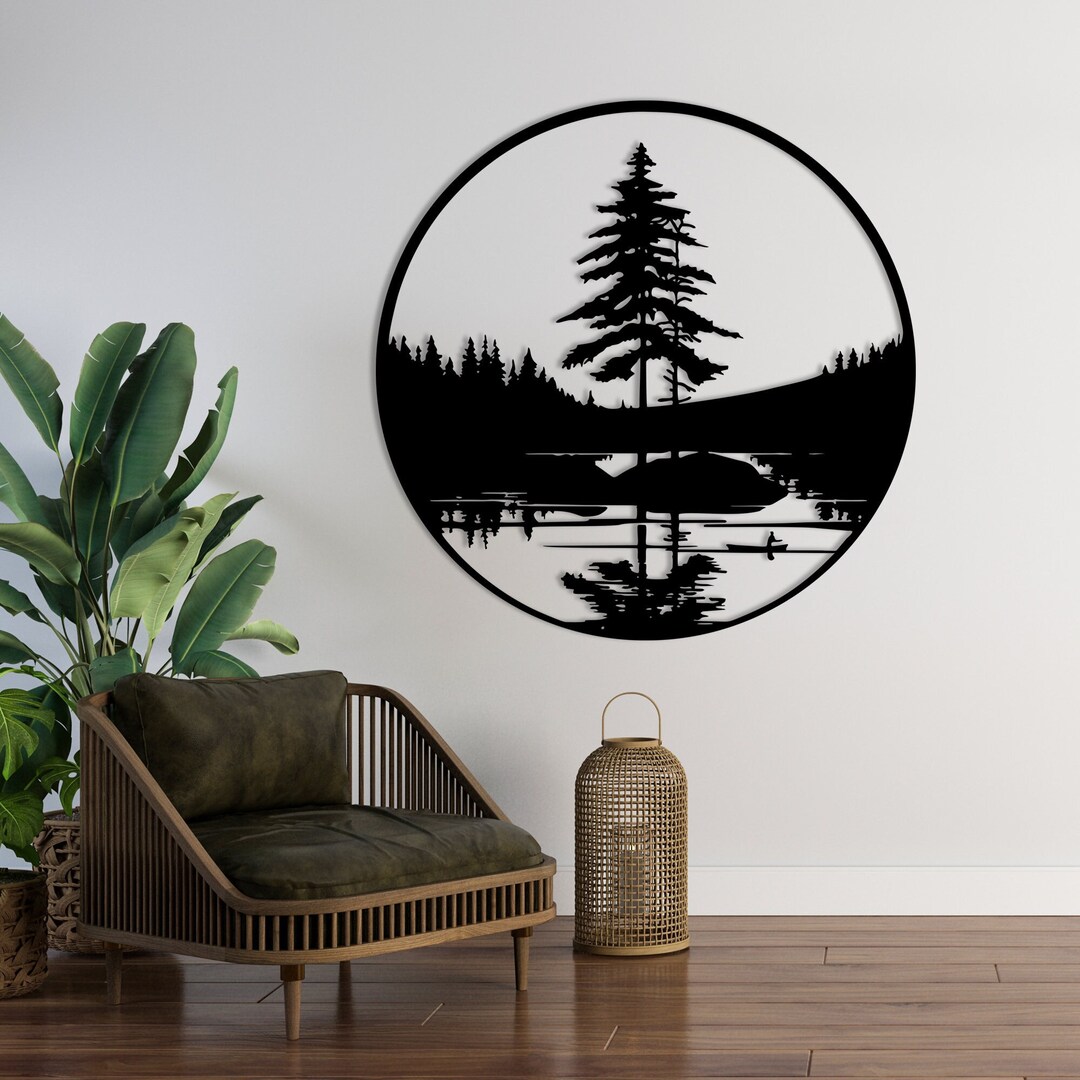 Lake and Forest Metal Wall Decor, Landscape Decor, Lake House Wall Art ...
