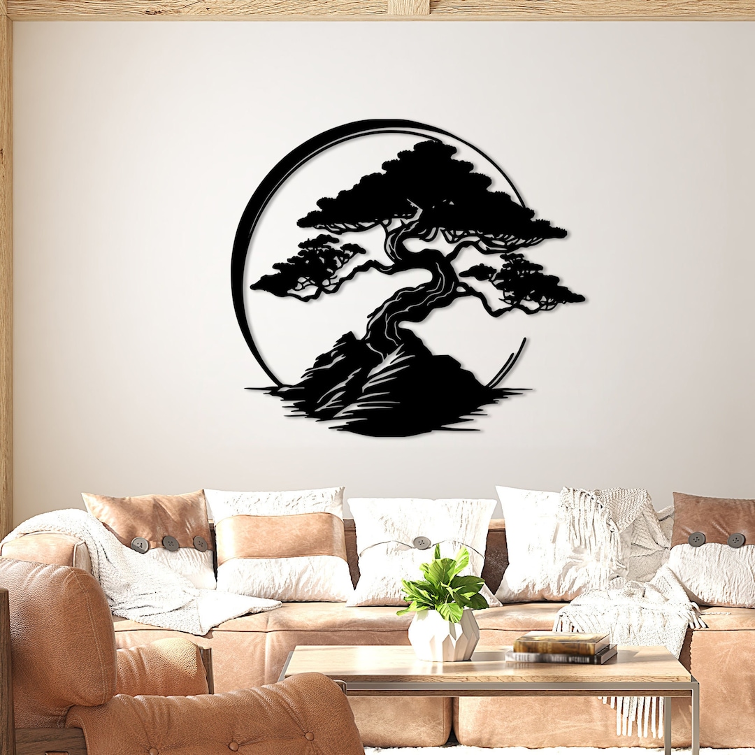 Bonsai Tree Metal Wall Decor, Yoga Studio Decor, Infinity Sign, Home ...