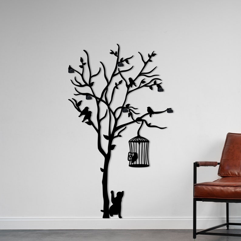 Large Tree Coat Rack Wall Mount, Metal Wall Art, Modern Entryway ...