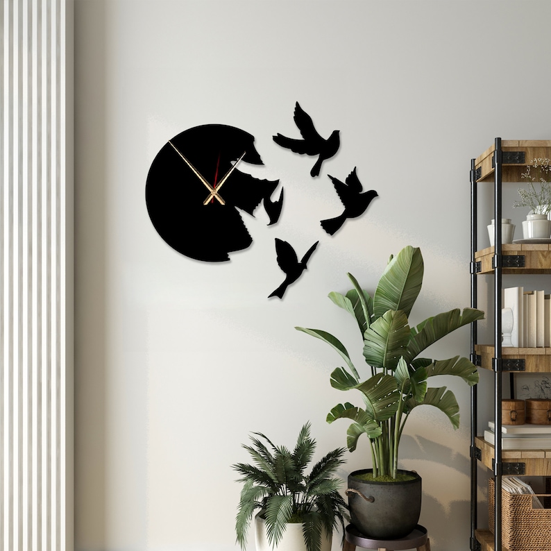 Flying Birds Metal Wall Clock: Modern Farmhouse Silent Clock - Etsy
