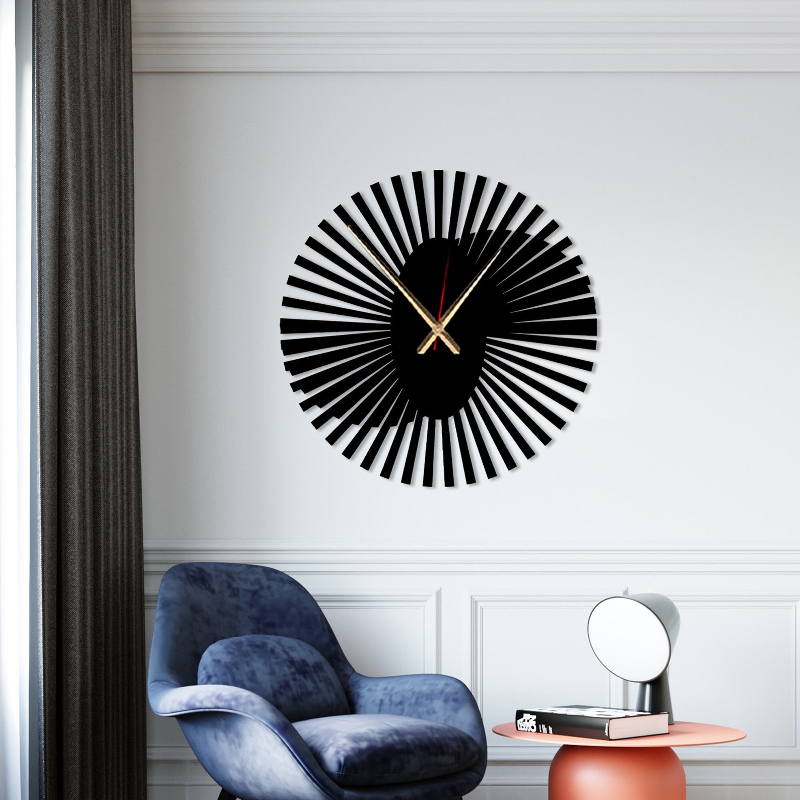 Modern Spiral Wall Clock, Geometric Wall Clock, Oversized Metal Wall ...