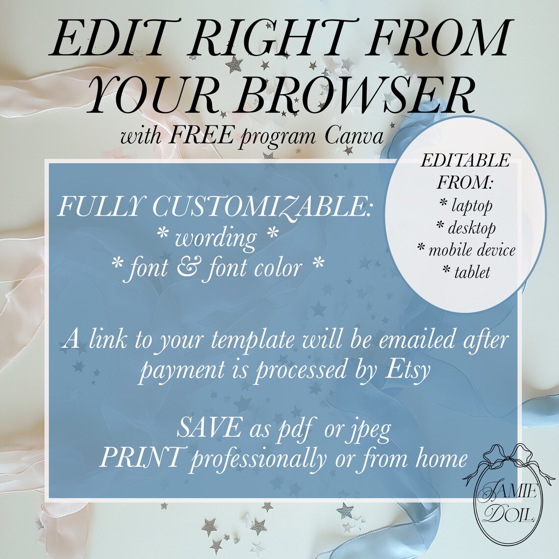 Romantic Cherub Save the Date Template: French-inspired (canva Editable ...