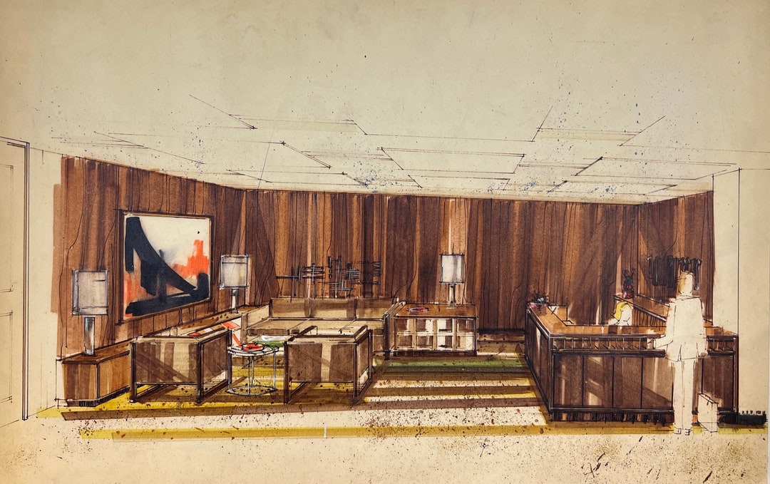 Architectural Rendering , Original Vintage Art 1970s - Etsy