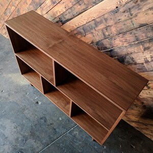 Custom Mid Century Style Walnut Book Record Shelf With 5 Bays That Fit ...