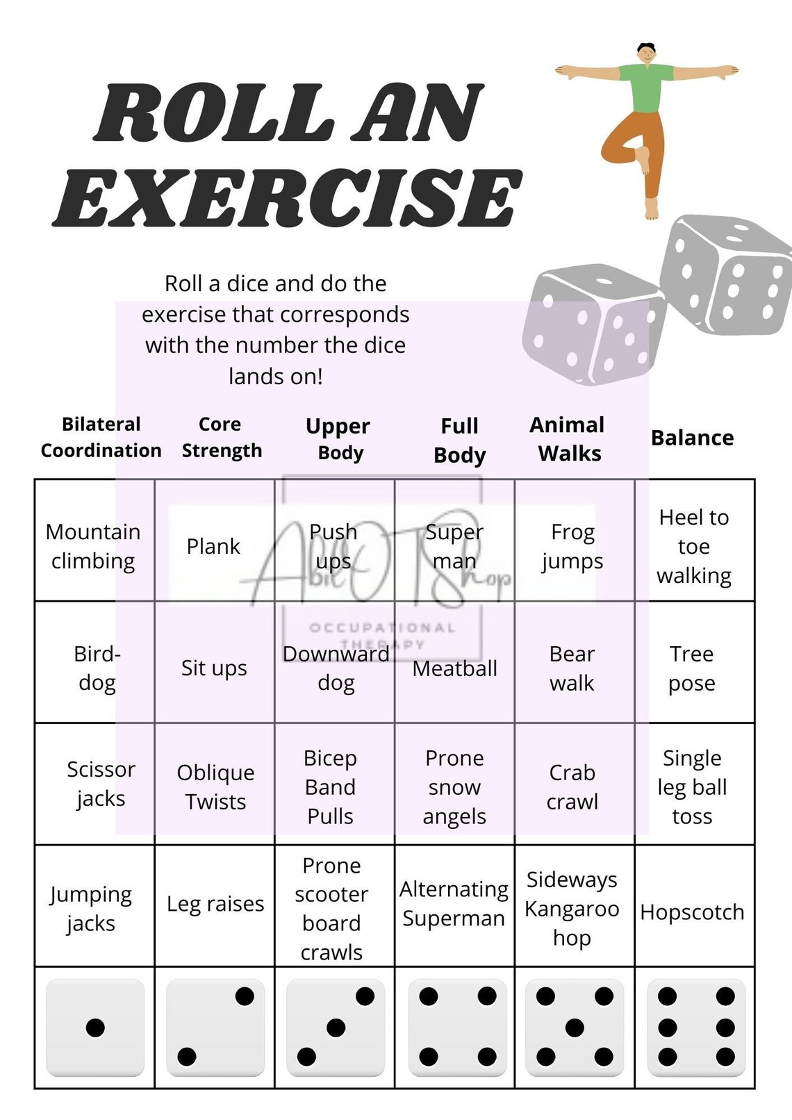 Roll an Exercise - Etsy