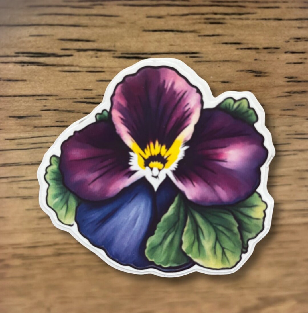 Purple Pansy Sticker, Water Bottle Sticker, Flower Sticker Decal - Etsy