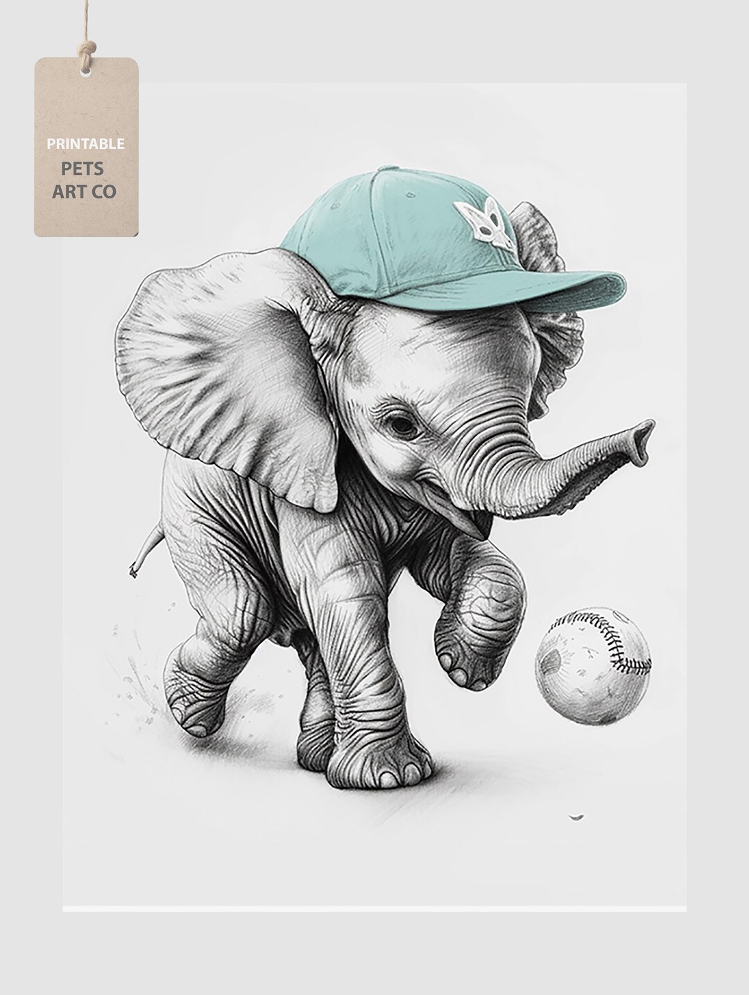 Baby Elephant With Cap. Printable Images of Animals. - Etsy