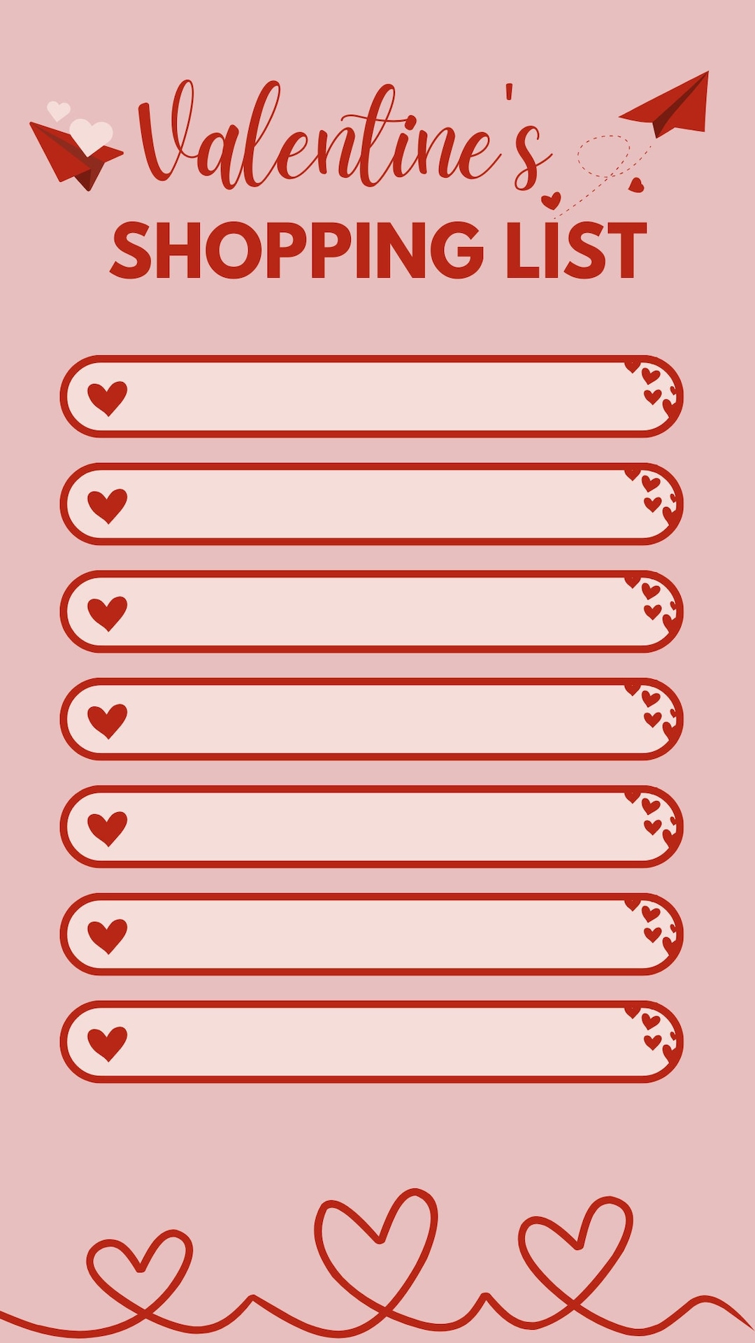 Valentine's Shopping List, Instant Download, Planner List, Love List ...