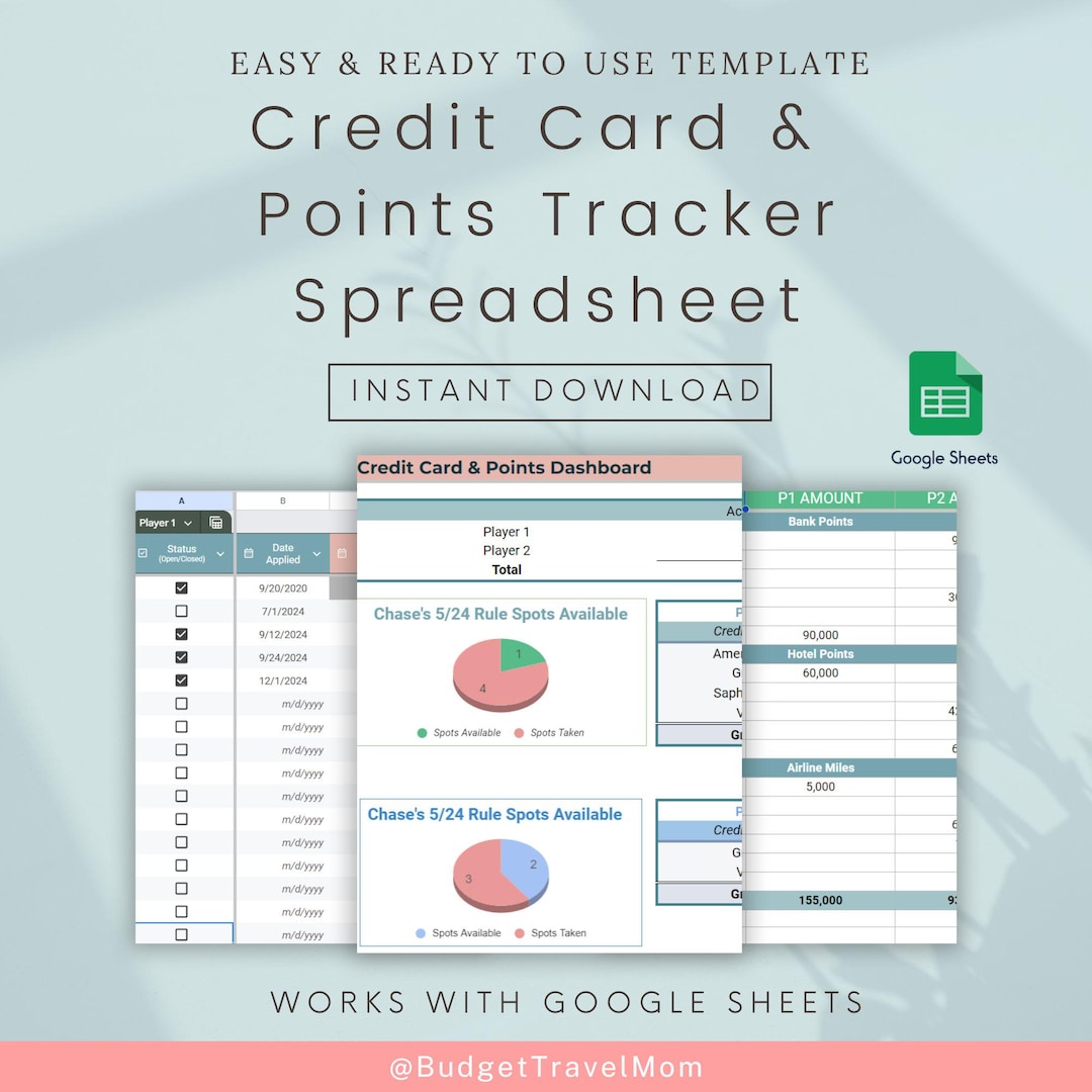 Customizable Credit Card and Points Tracker | Google Sheets | Manage ...