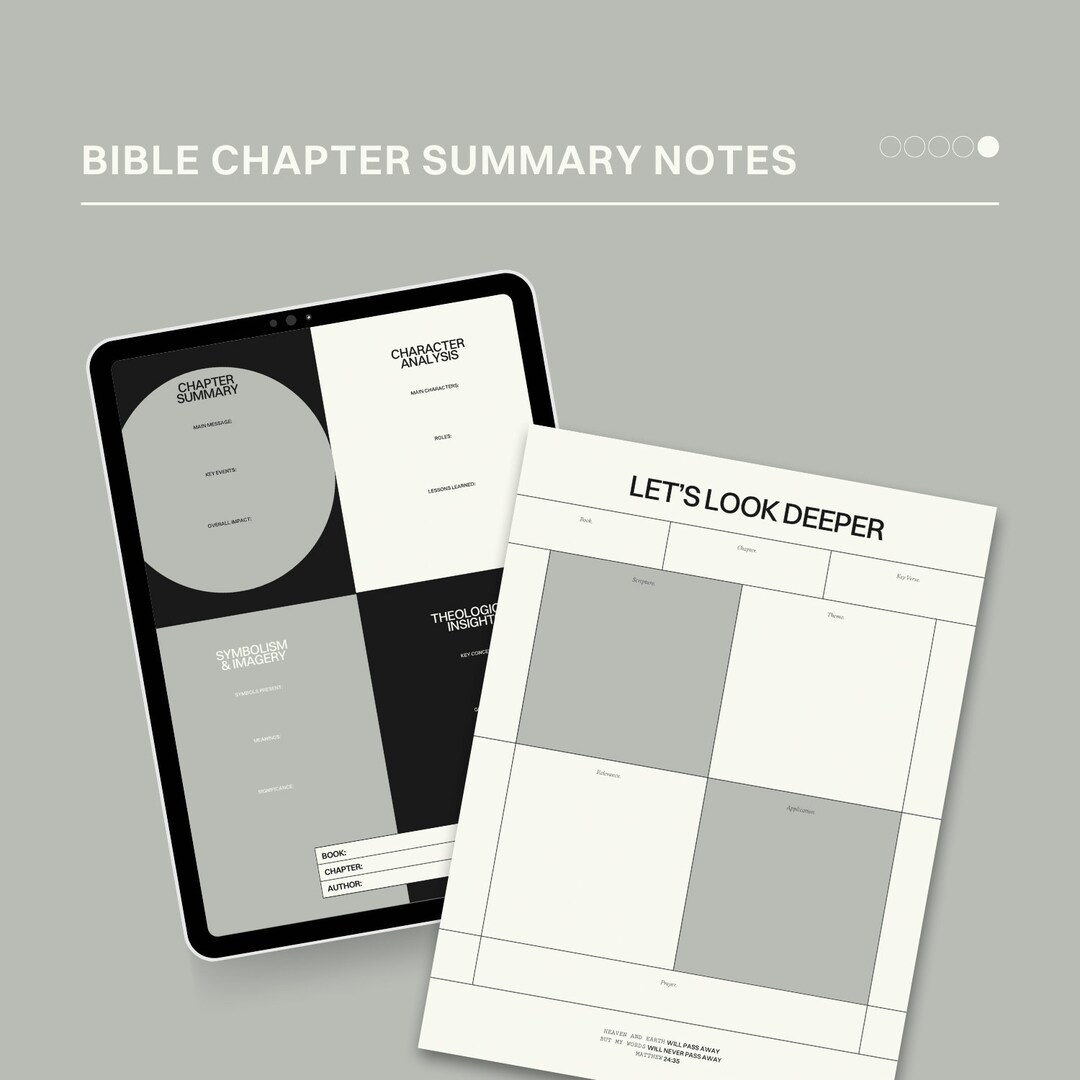 Bible Chapter Summary Notes Template | Christian Digital Product ...