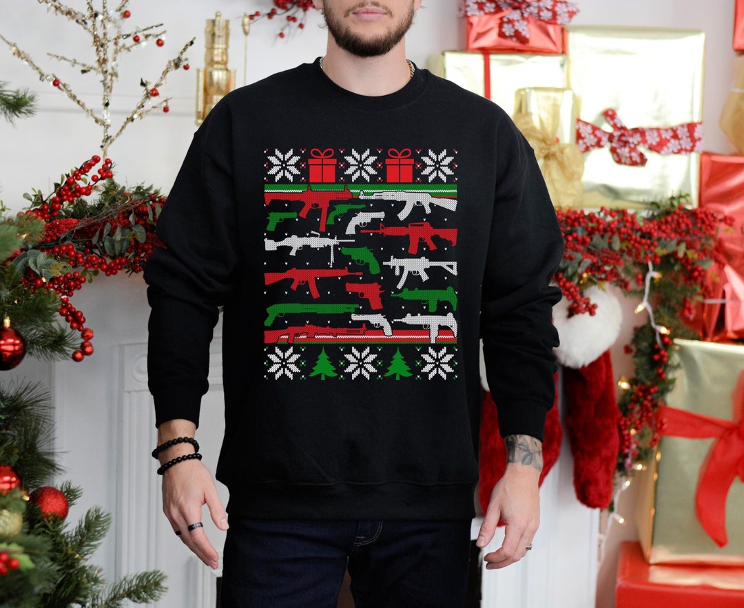 Christmas Gun Sweater, Gun Lover Sweater Gift, Hunting Sweater, Hunter ...