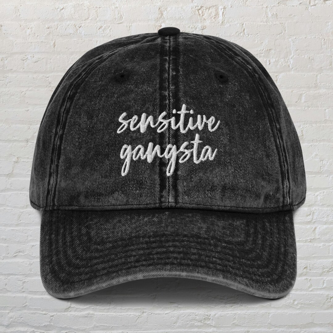 Sensitive Gangsta Embroidered Hat, Sensitive Gangster Hat, Funny Hat, I ...