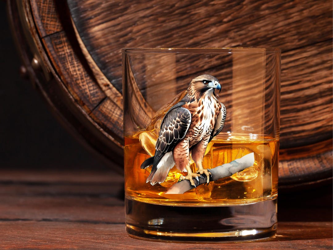 Red-tailed Hawk Whiskey Glass: Nature Inspired Barware Gift - Etsy