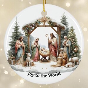 Nativity Ornament Joy to the World Christian Holiday Decor Religious ...
