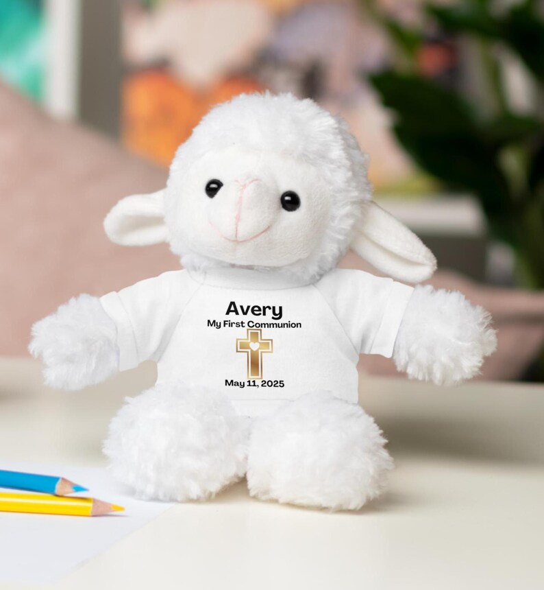 Personalized First Communion Gift, Custom Plush Lamb With Name and Date ...