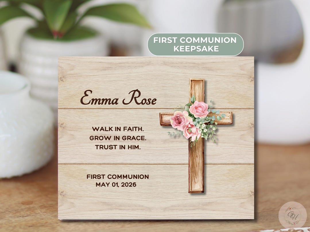 Personalized First Communion Keepsake Gift for Girl, Catholic Holy ...