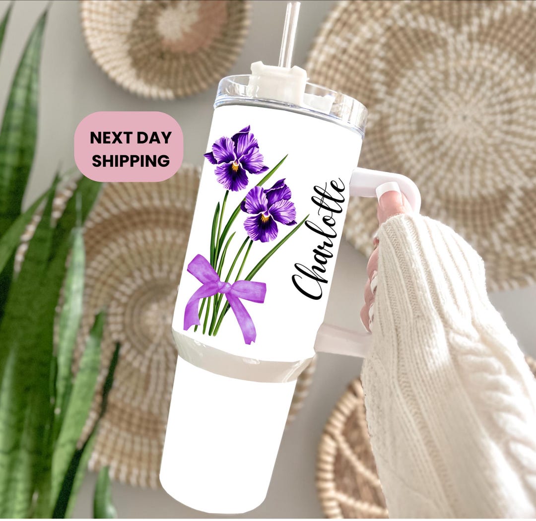 Personalized Tumbler 40oz With Name and Birth Month Flower- Custom ...