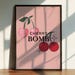 Cherry Bomb Pink Print, Cherries Trendy Poster Wall Art for Dorm Room ...