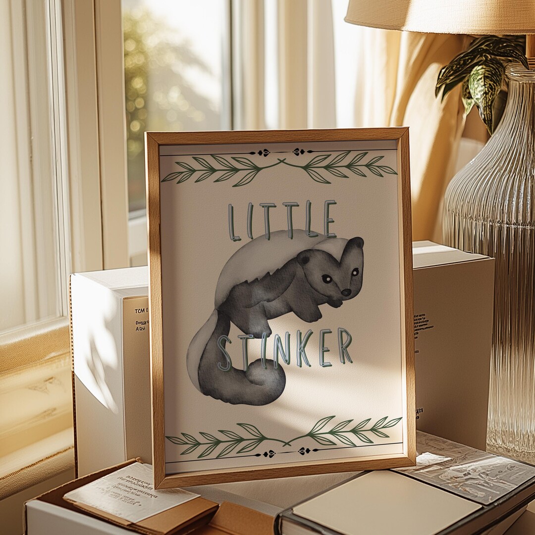 Little Stinker Nursery Art Print for Newborn Room, Woodland Animal ...