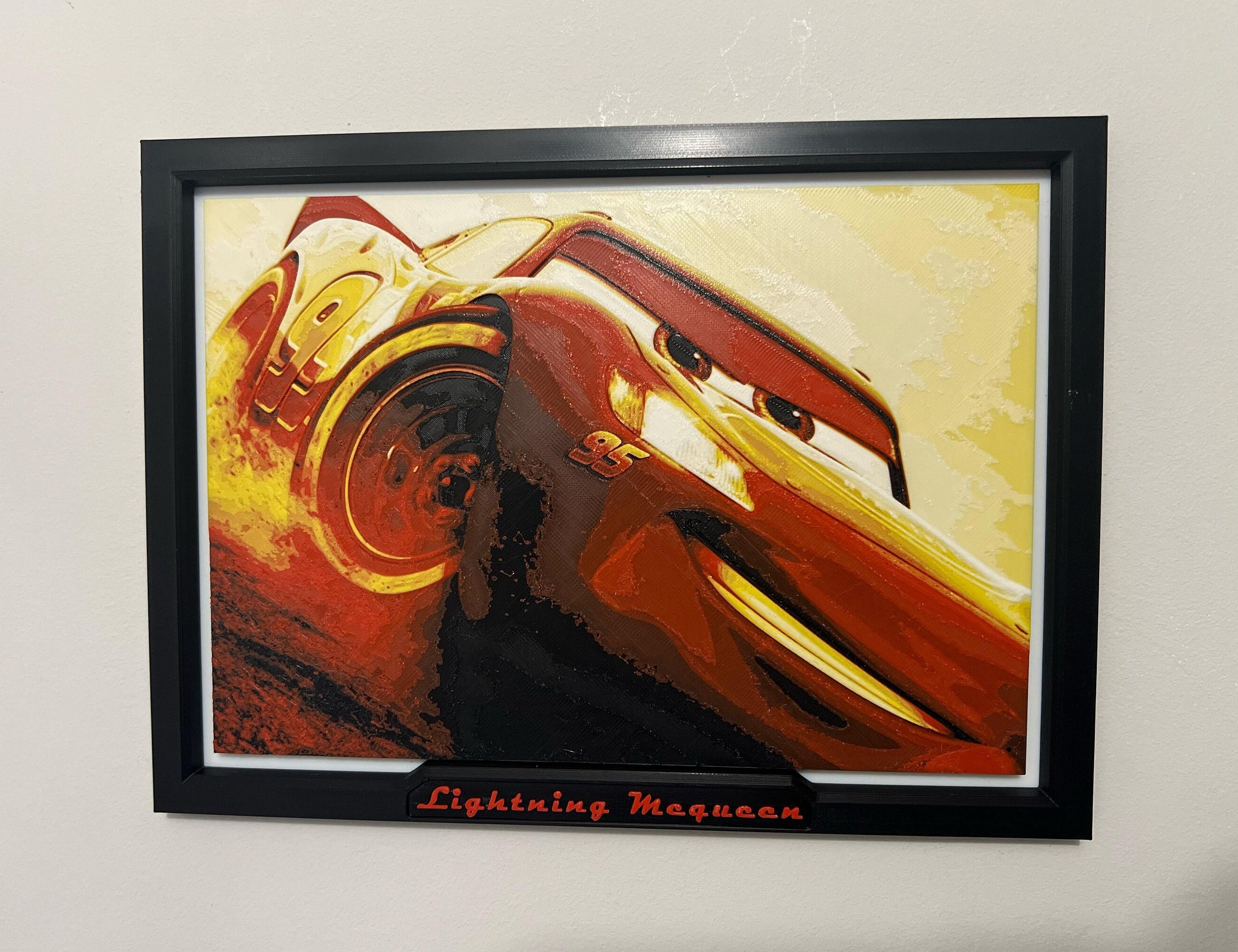 Lightening Mcqueen Style 3d Printed Hueforge Picture With Frame and ...