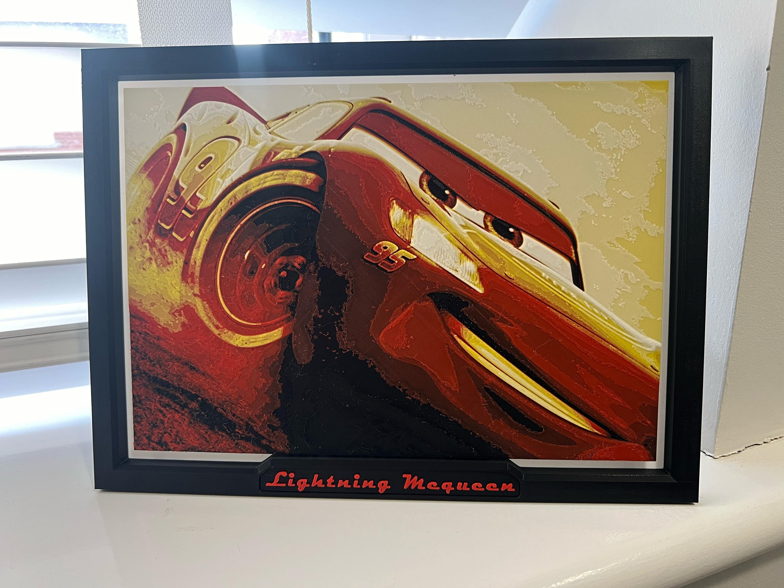 Lightening Mcqueen Style 3d Printed Hueforge Picture With Frame and ...