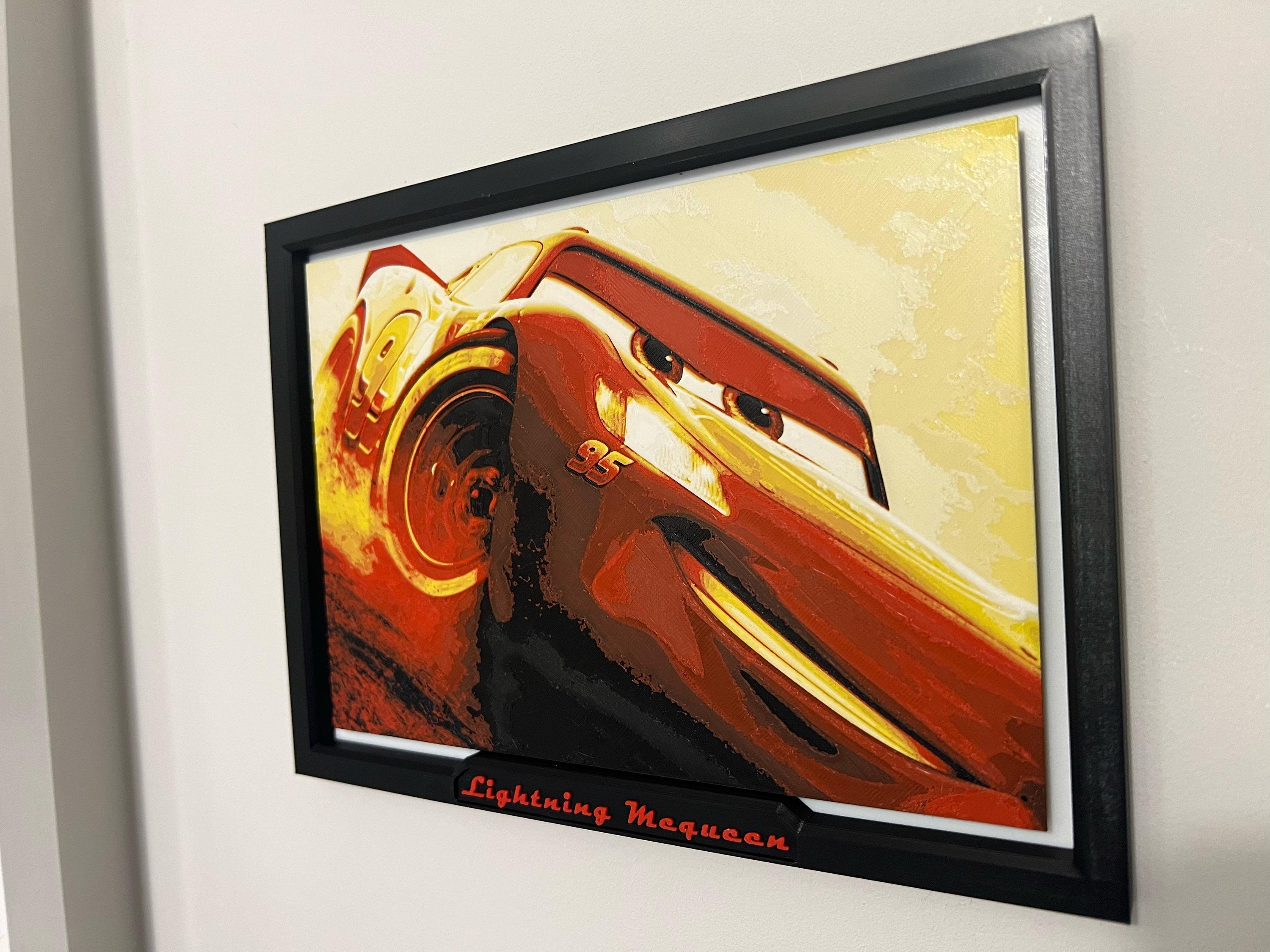 Lightening Mcqueen Style 3d Printed Hueforge Picture With Frame and ...