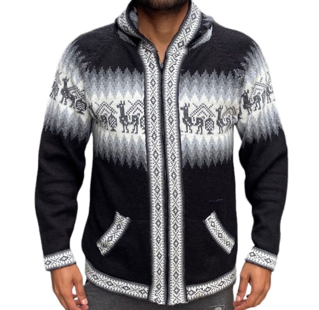 Alpaca Sweater With Hood, Unisex Alpaca Sweater, Alpaca Wool Sweater ...