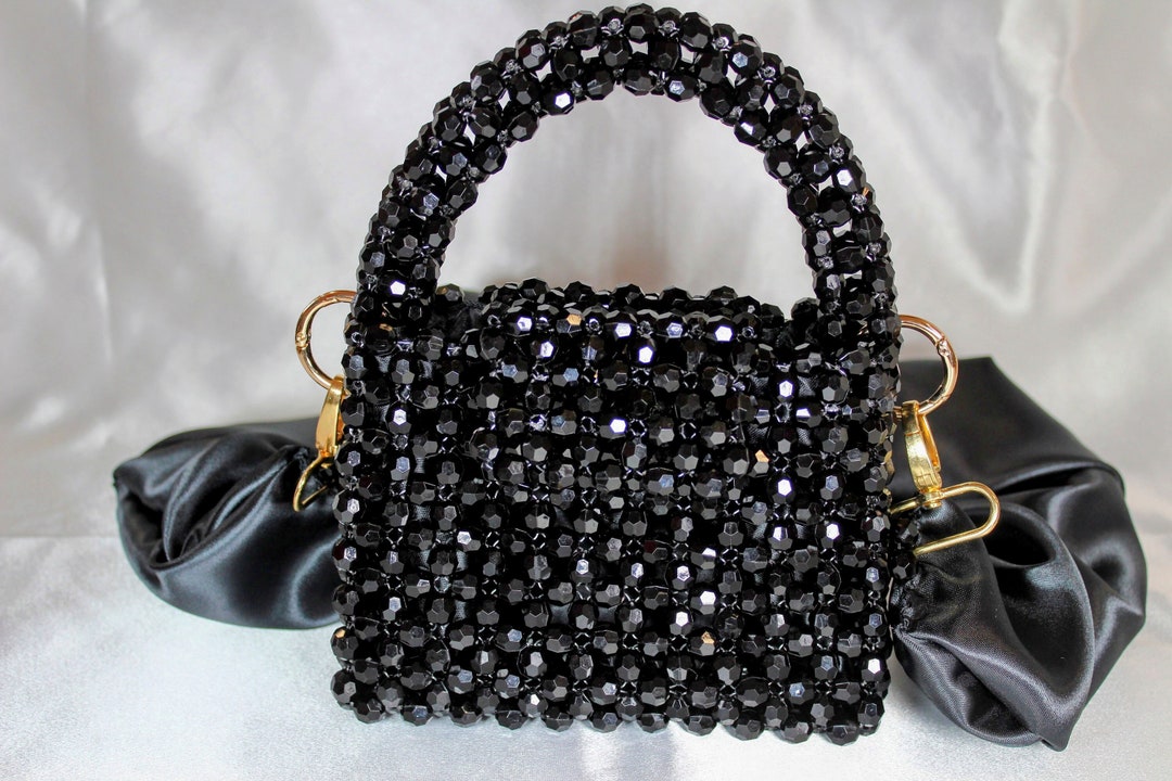 Mimi Black Pearl Bag, Black Crystal Pearl Bag, Acrylic Pearl Bag ...