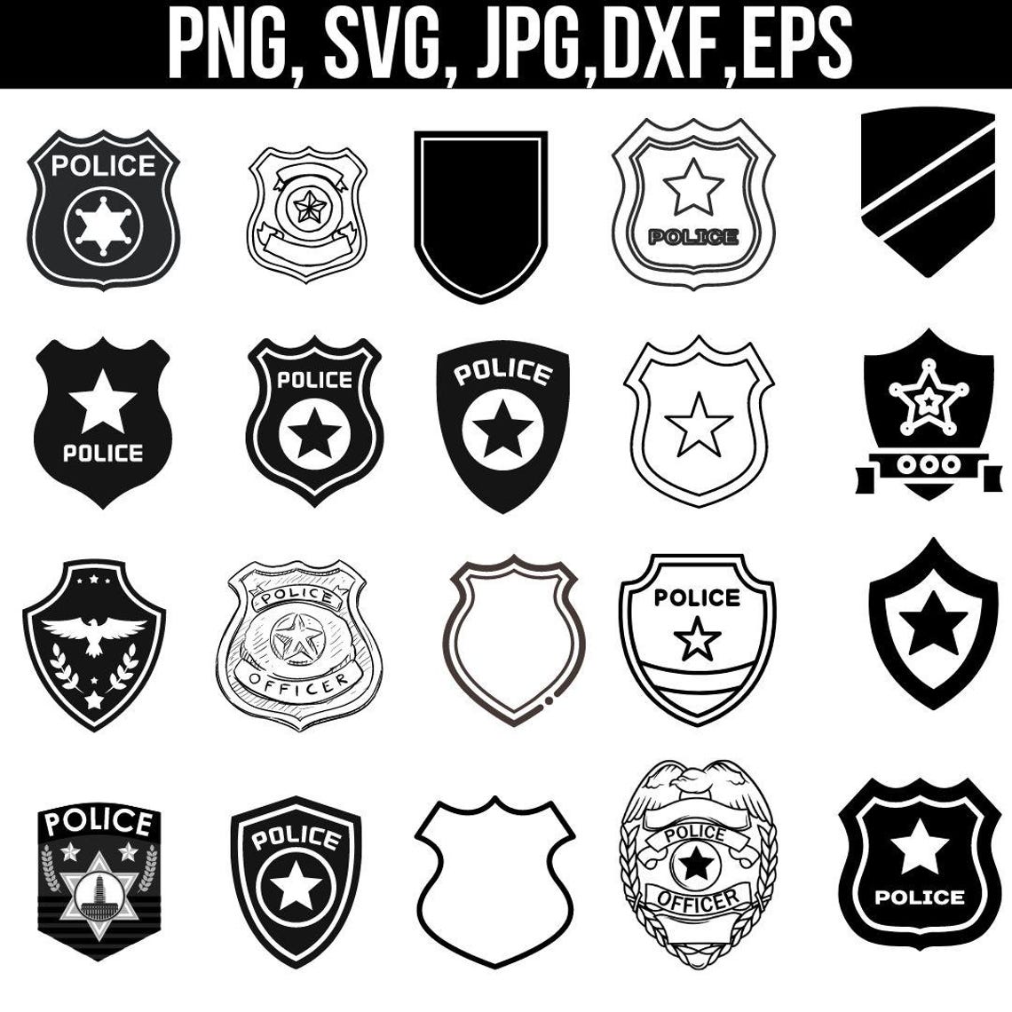 Police Badge Svg, Back the Blue Svg, Police Badge Outline Silhouette ...