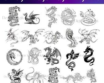 Cute Dragon Svg Bundle, Cartoon Dragon Svg, Kids Dragon Svg, Dragon ...