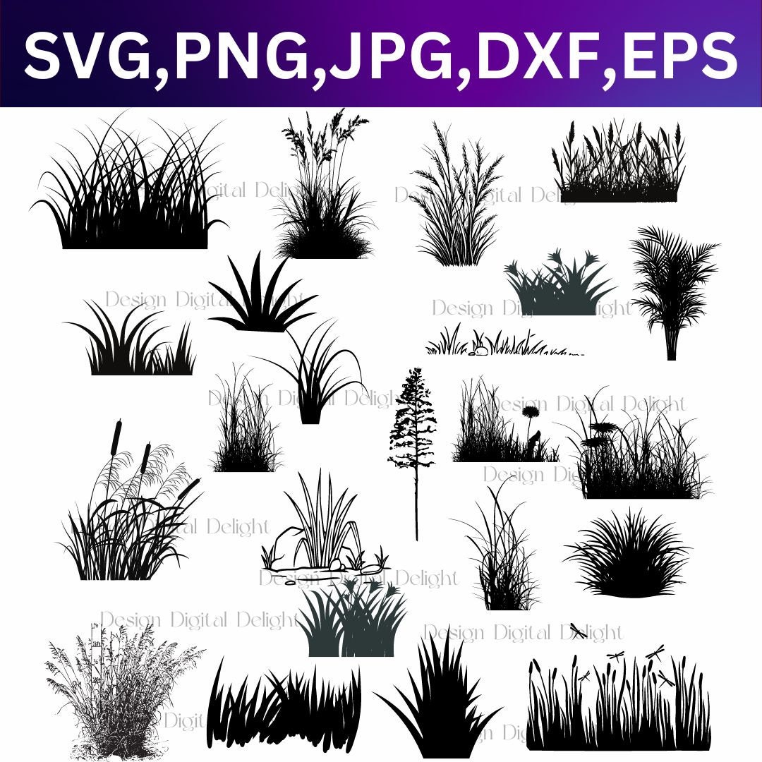 Grass Svg Bundle, Grass Svg Files, Instent Dowanload, Printable, Vector ...