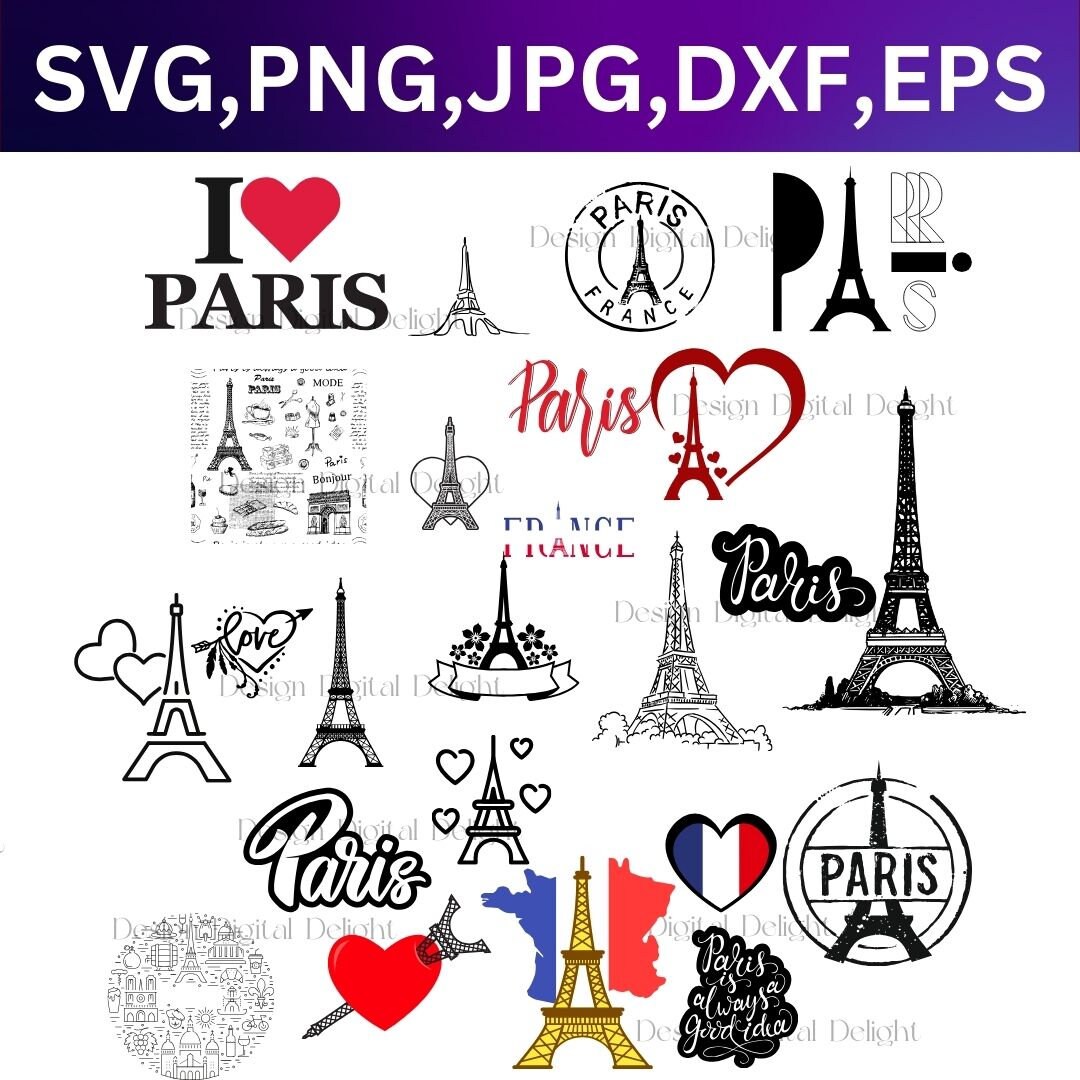 Paris Svg Bundle,paris Svg,eiffel Tower Svg,landmark Svg,vector,travel ...