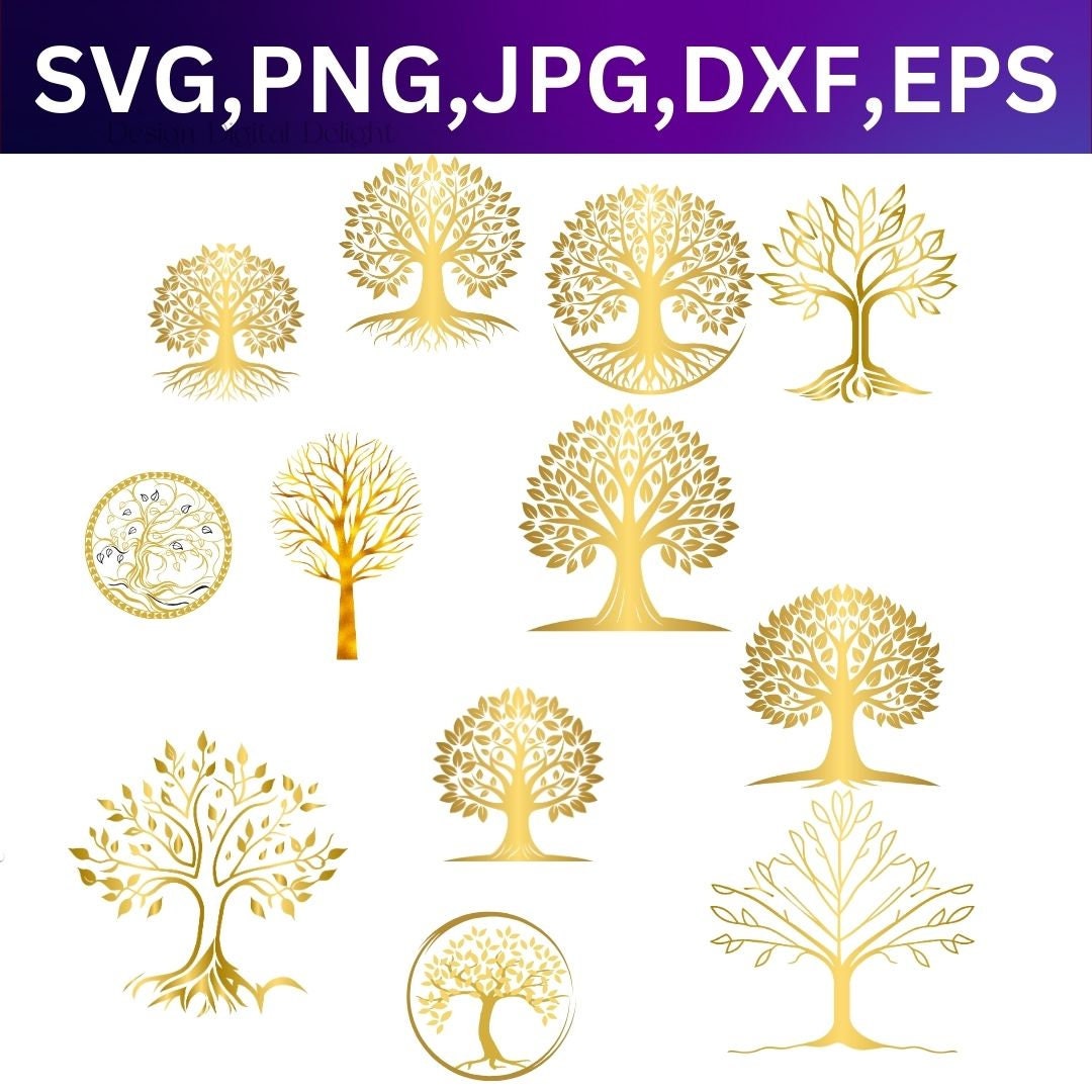 Golden Tree SVG, Golden Tree Clipart, Cut Files, Cricut, Silhouette ...