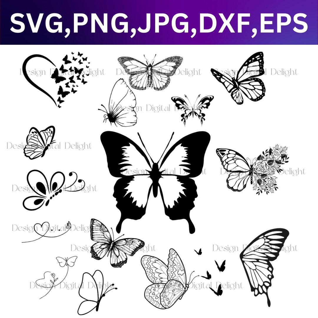 Mariposa Svg, Imágenes Prediseñadas de mariposa, Paquete SVG de ...